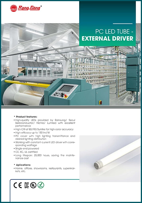 PC LED TUBE - EXTERNAL DRIVER